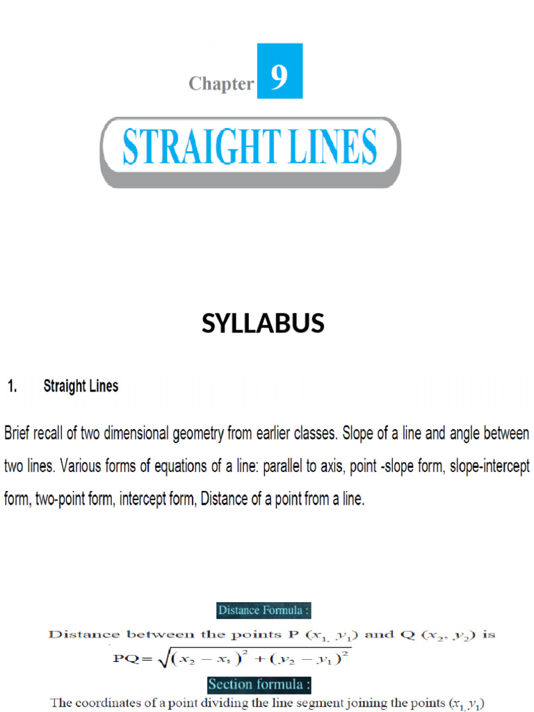 PPT on Straight Lines | PDF