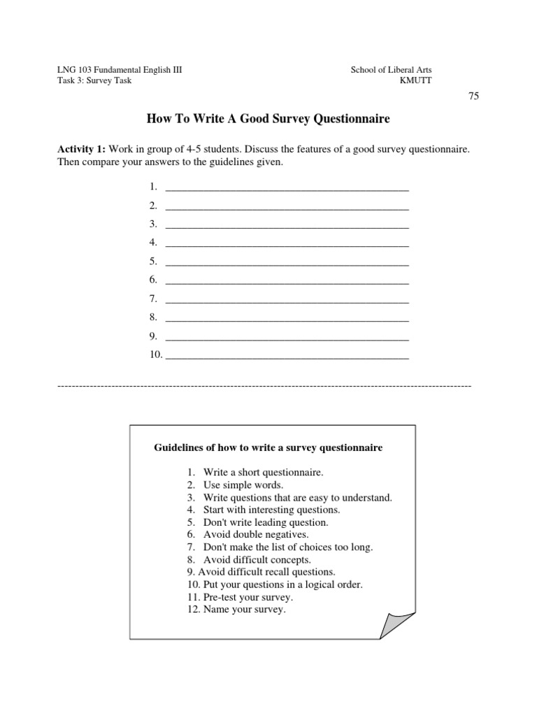 4.how To Write A Good Survey Questionnaire75-77 | PDF | Survey ...