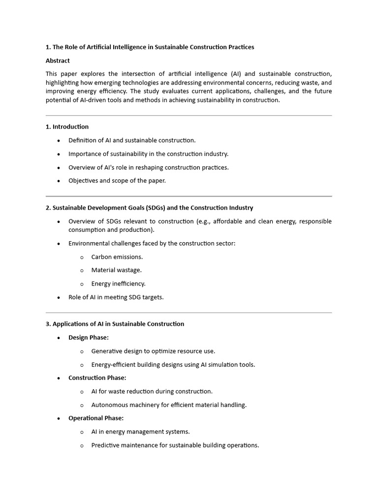 1. The Role of Artificial Intelligence in Sustainable Construction ...