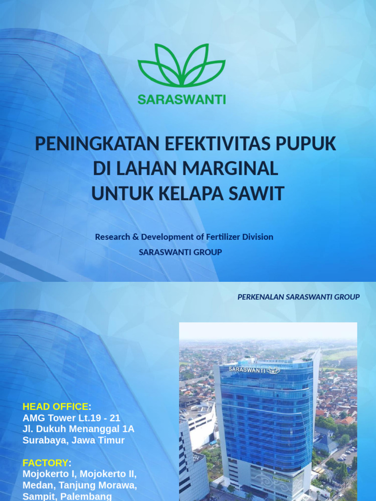 Efisienasi Pemupukan Di Lahan Marginal Sawit 18 - 19 Juli 2017 | PDF