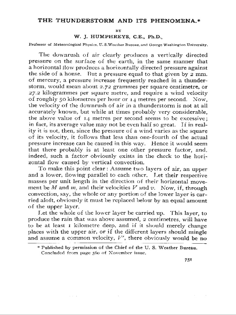 The Thunderstorm and Its Phenomena . : W - J - Humphreys, Ce ., PH .D . | PDF | Hail | Lightning