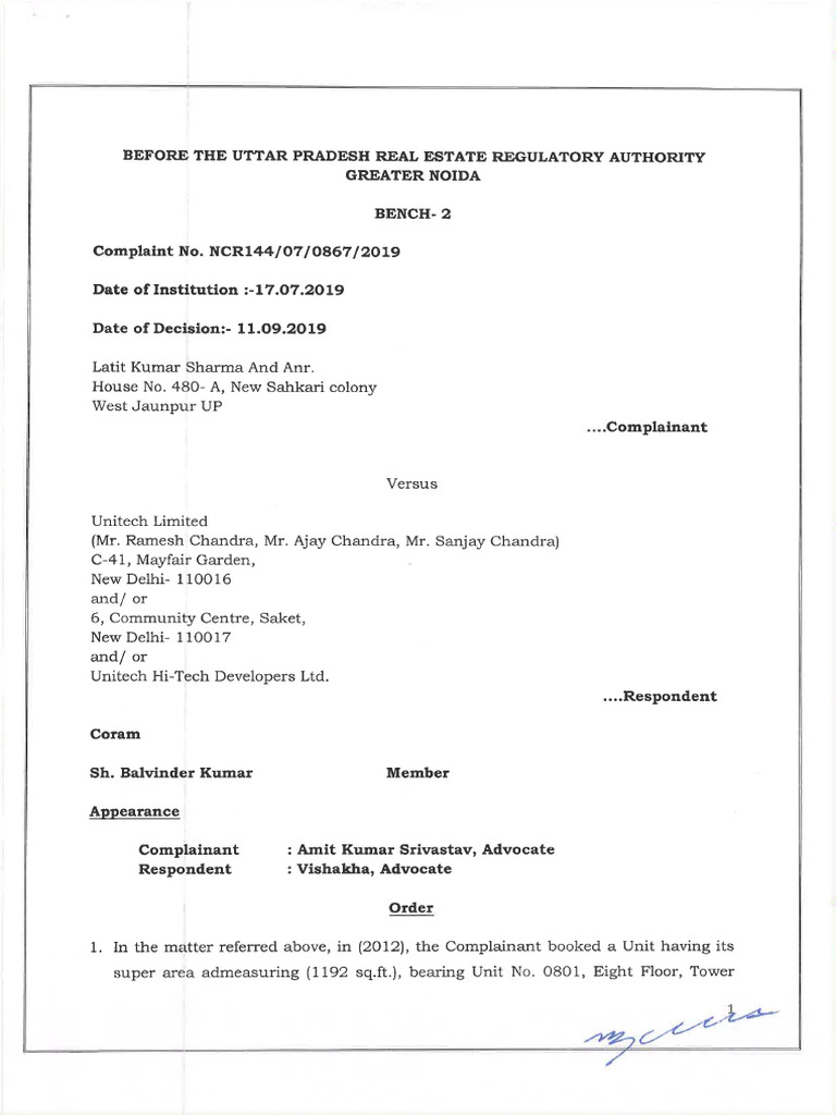 Lalit RERA Order | PDF