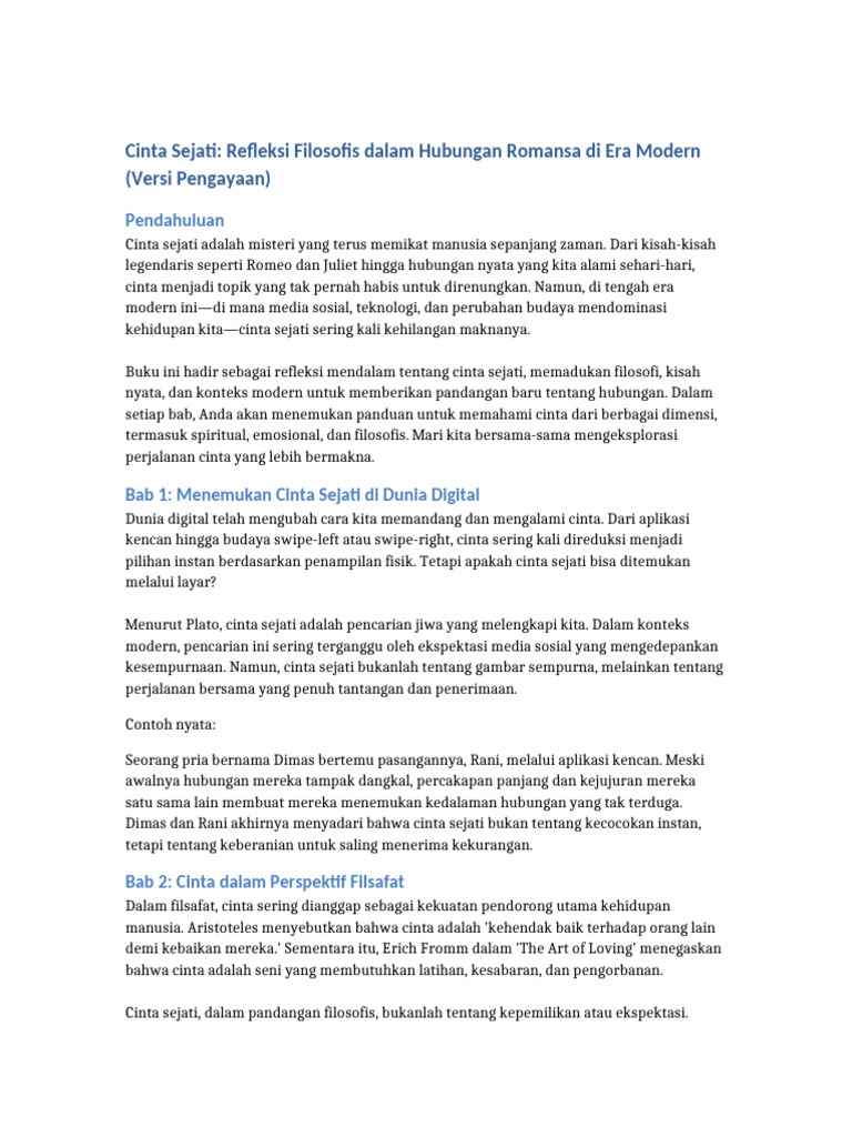 Cinta Sejati Versi Pengayaan | PDF