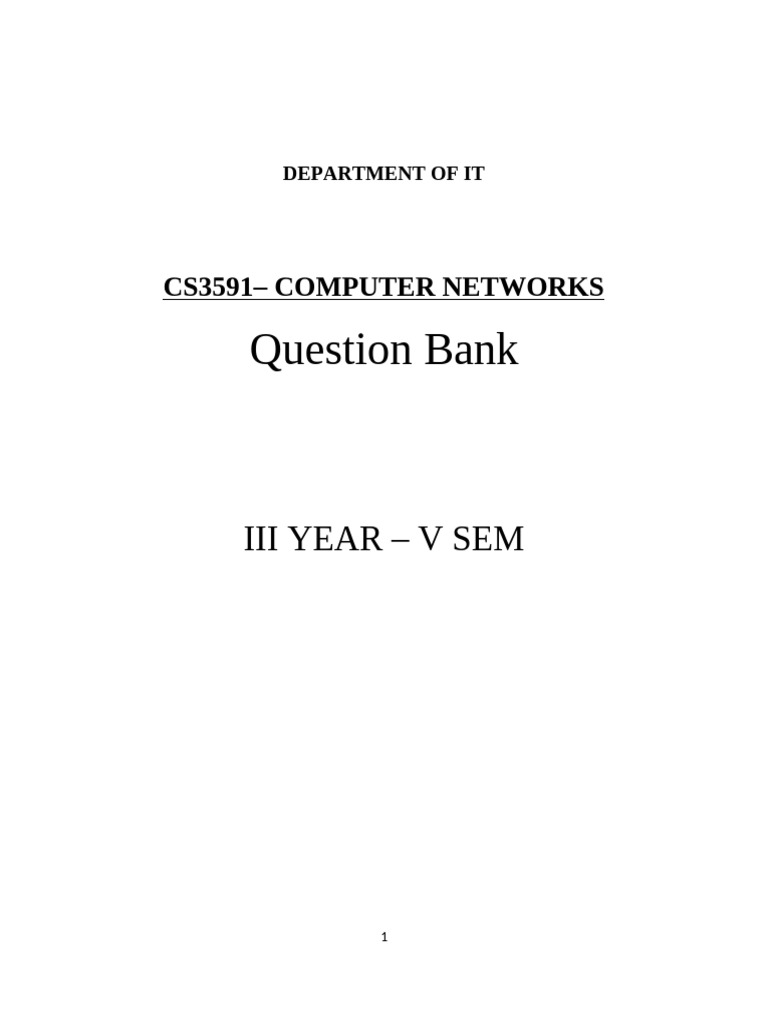 CS3591-COMPUTER-NETWORKS Question Bank | PDF | Transmission Control ...