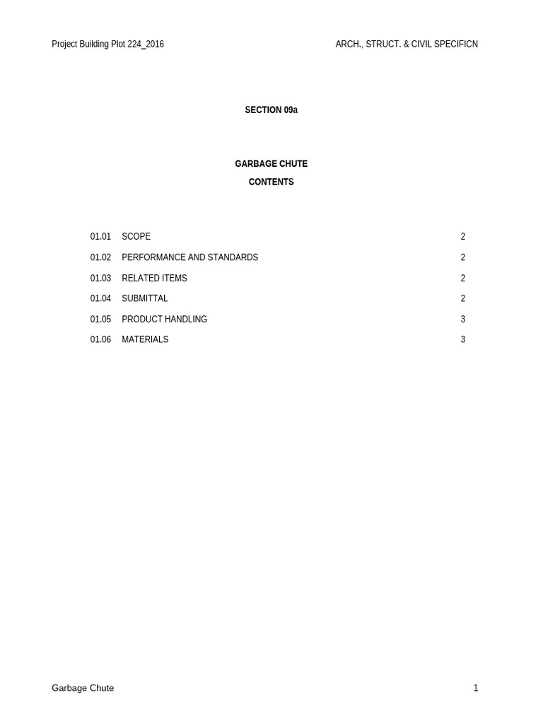 Section 9a_Garbage chute | PDF | Specification (Technical Standard) | Door