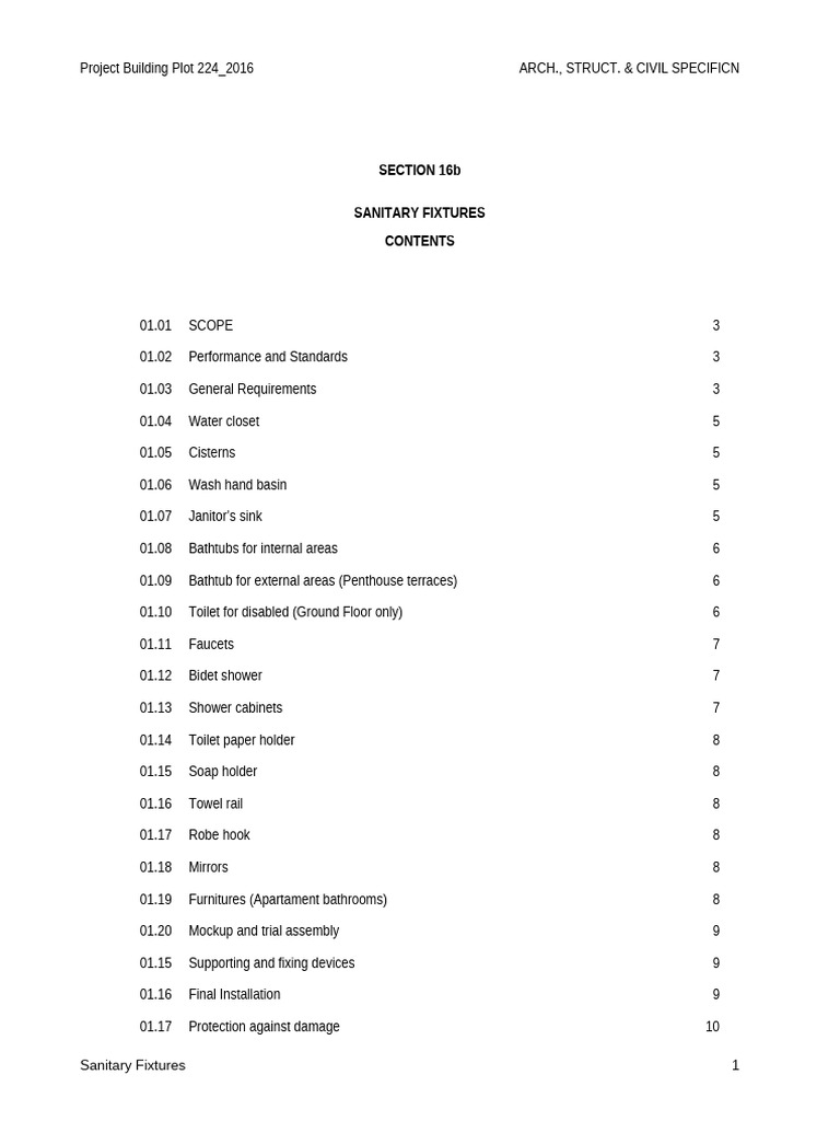 Section 16b - Sanitary Fixtures | PDF | Shower | Bathroom