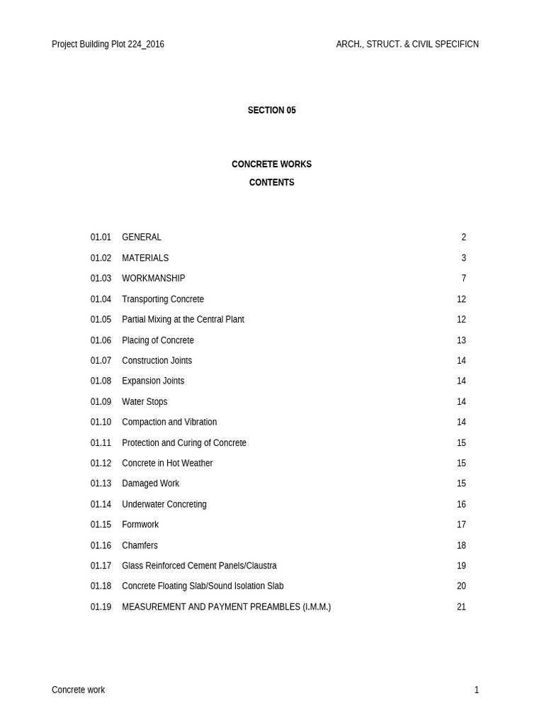 Section 5_Concrete works | PDF | Concrete | Cement