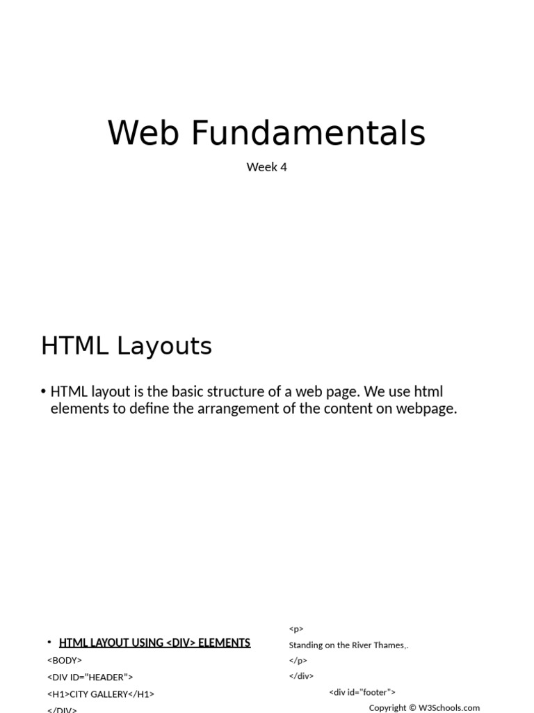 Web Fundamentals: Week 4 | PDF | Html Element | Html