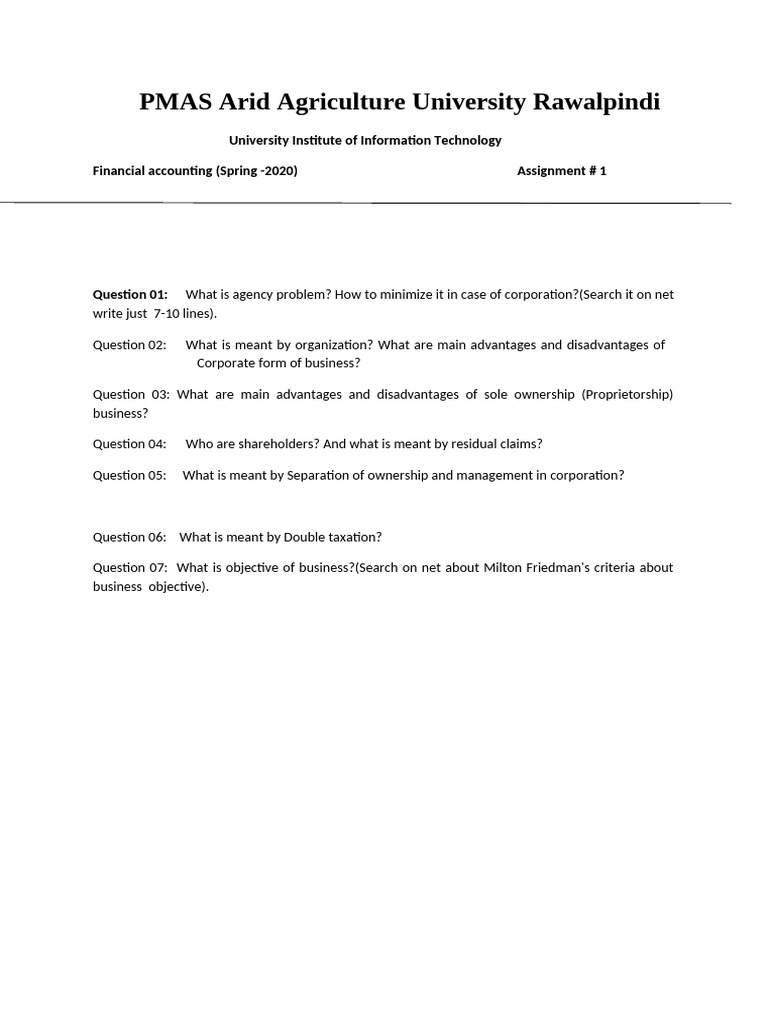 Fin Acctg (Assignment) BSIT (CR Fahd Class) | PDF