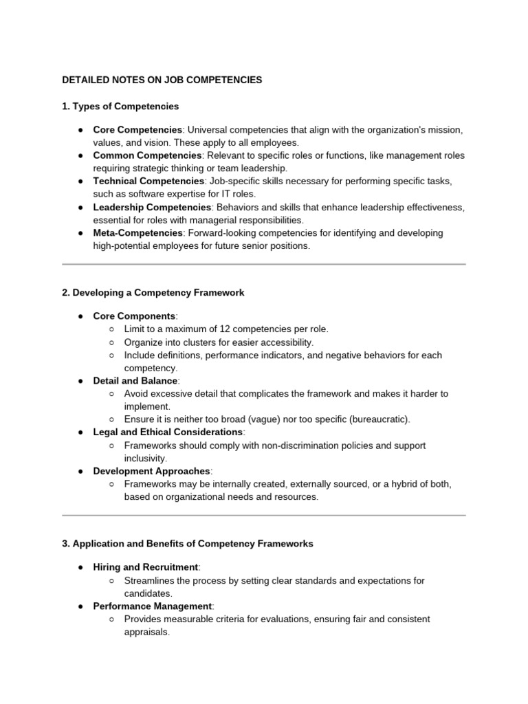 Detailed Notes On Job Competencies | PDF | Leadership | Performance ...