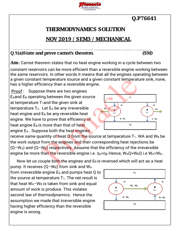 Se-Mechanical Sem3 Thermodynamics-Cbcgs Dec19 Solution | PDF