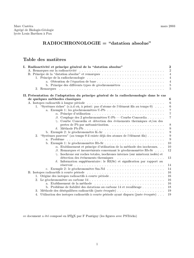 Radiochronologie et Datation Absolue | PDF | Noyau atomique | Radioactivité