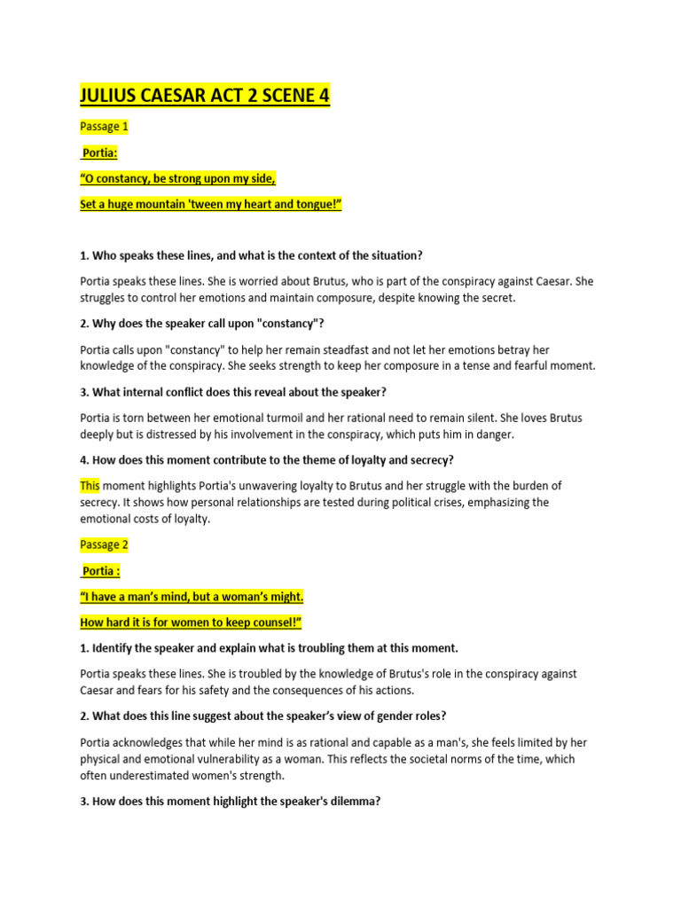 julius caesar act 2 scene 4 | PDF | Fear | Julius Caesar