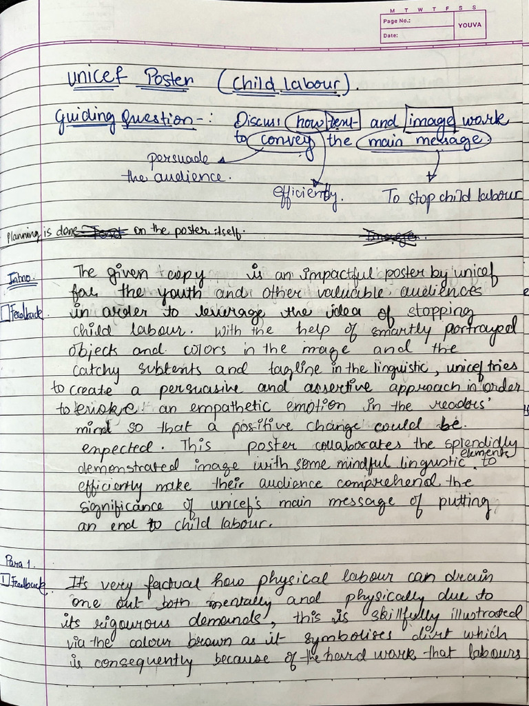UNICEF (CHILD LABOUR) POSTER ESSAY PAPER 1 NLT | PDF