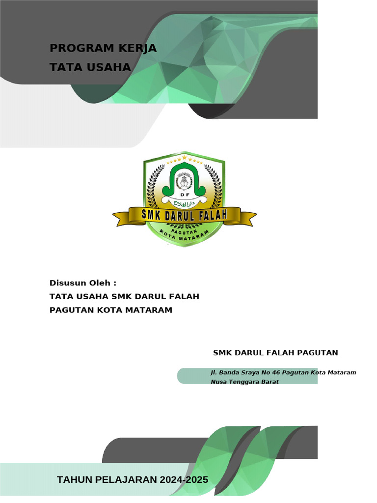 Program Kerja Tata Usaha SMK DF 2024-2025 | PDF