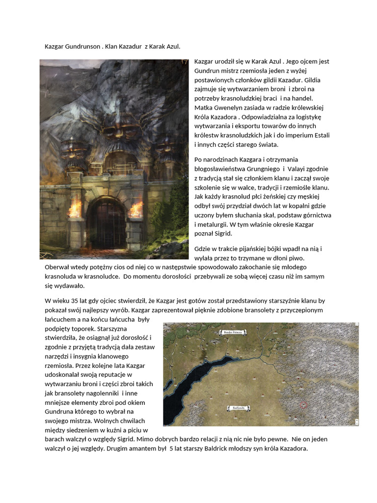 Kazgar Gundrunson Klan Kazadur Z Karak Azul - Opis Postaci | PDF