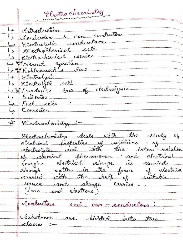 Electrochemistry Notes | PDF