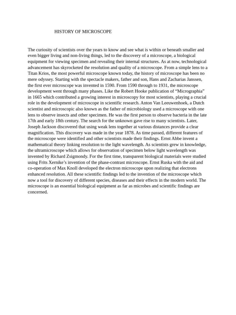 History of Microscope | PDF