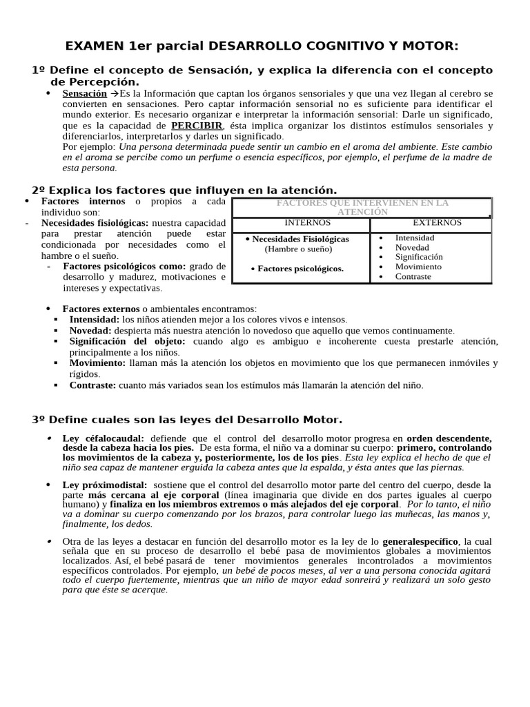 EXAMEN 1er Parcial DCM | PDF | Sentidos | Atención
