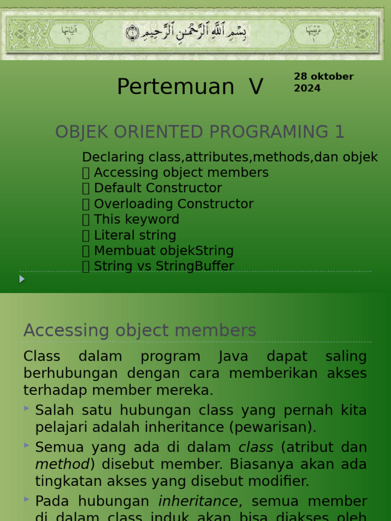 Pertemuan V: Objek Oriented Programing 1 | PDF