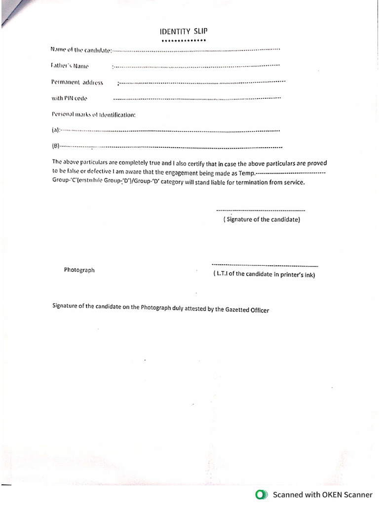 Identity Slip (3) | PDF