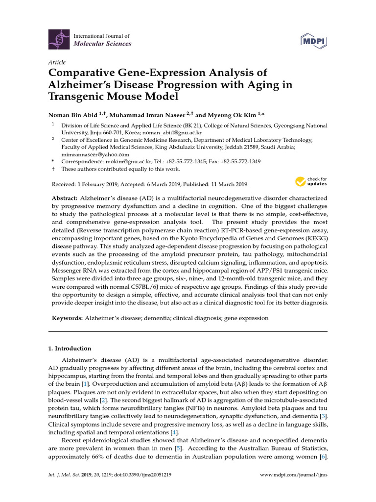 Comparative Gene-Expression Analysis of Alzheimer | PDF | Alzheimer's ...
