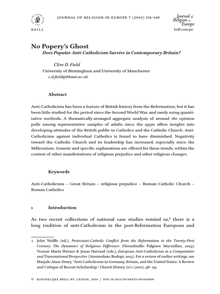 Anti Catholicism Published | PDF | Anti Catholicism | Islamophobia