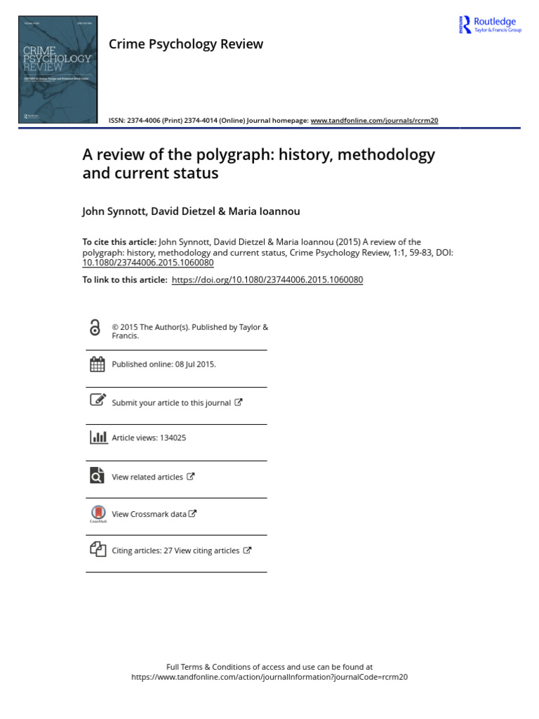 A review of the polygraph history methodology and current status | PDF ...