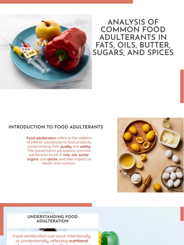 Slidesgo Analysis of Common Food Adulterants in Fats Oils Butter Sugars ...