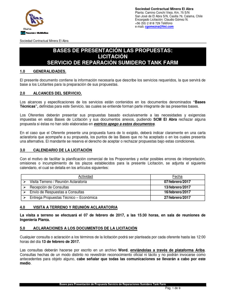 BPP Servicio Rep Sumidero Tank Farm | PDF | Business | Chile