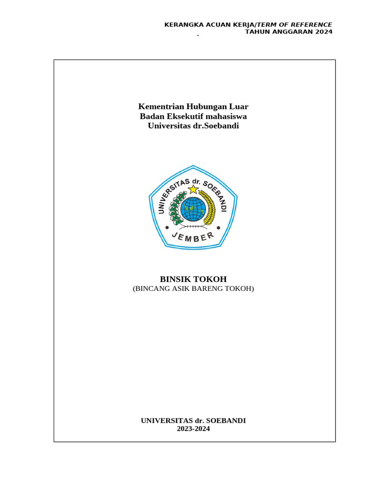 TOR Seminar Nasional HUBLU 2024 | PDF