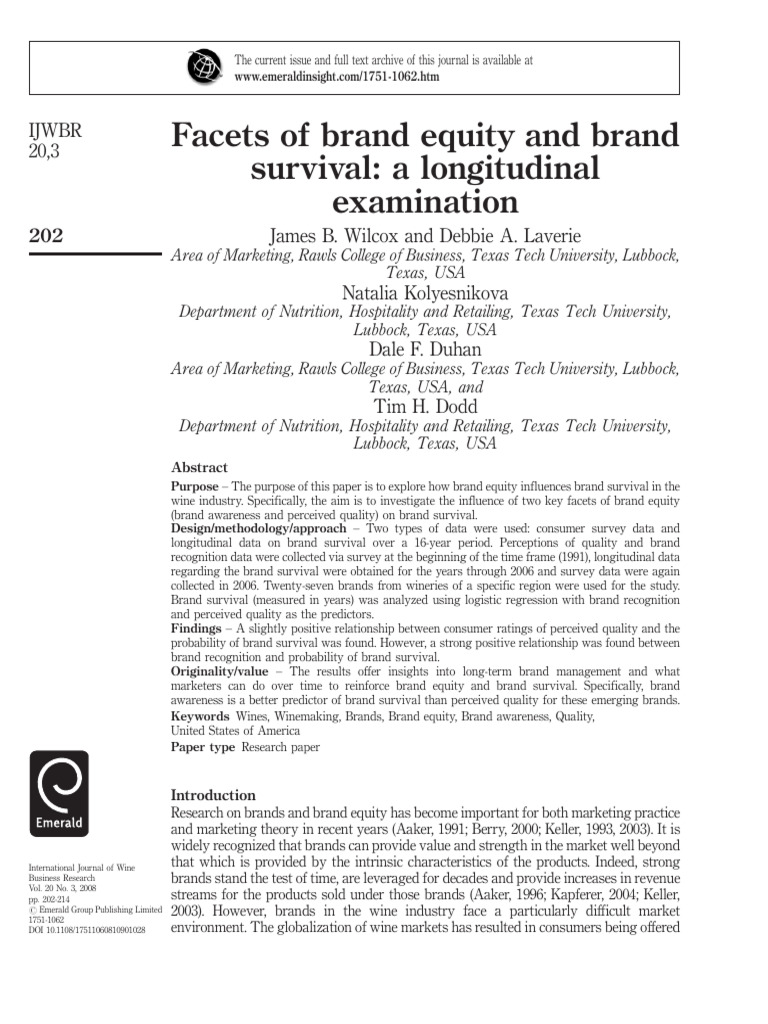 Facets of Brand Equity and Brand | PDF | Brand | Survey Methodology