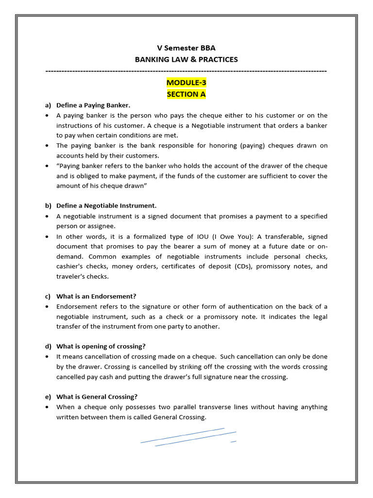 Understanding Paying Bankers and Cheques | PDF | Negotiable Instrument ...