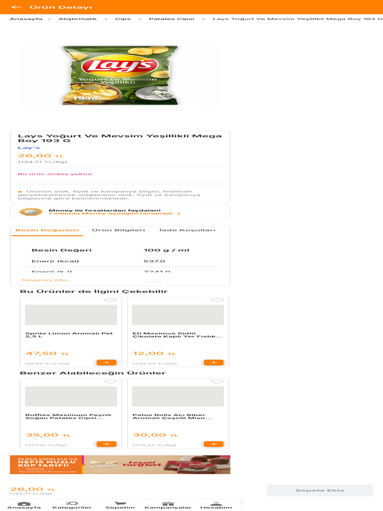 Lays Yoğurt Ve Mevsim Yeşillikli Mega Boy 193 G - Migros | PDF