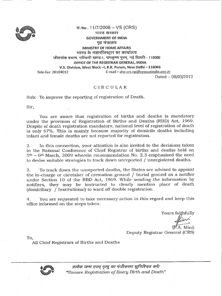 To Improve The Reporting of Registration of Death | PDF
