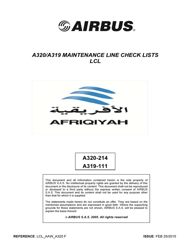 A320/A319 Maintenance Check Lists Guide | PDF | Landing Gear | Aviation