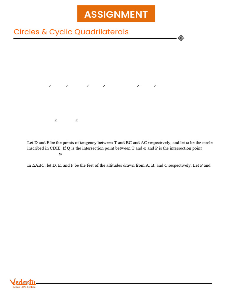 Circles Assignment Final | PDF | Triangle | Euclidean Plane Geometry