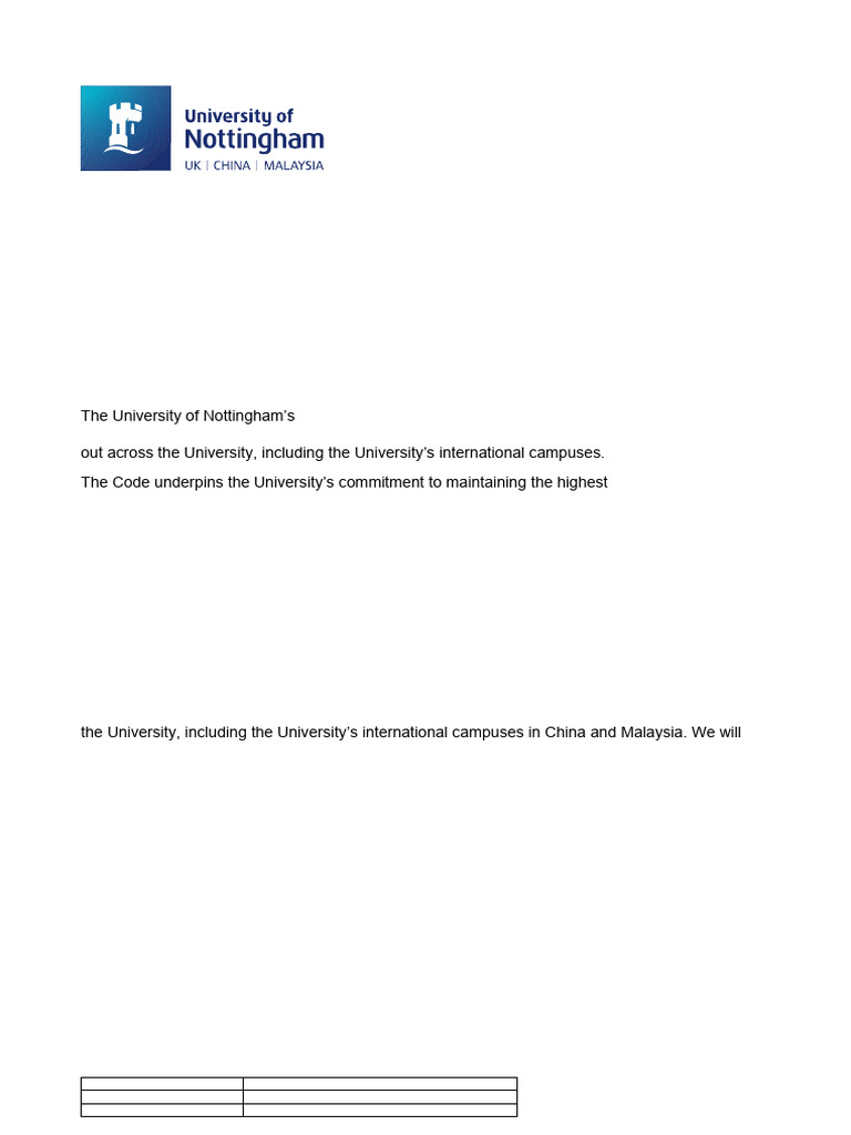 University of Nottingham Research Ethics Code | PDF | Integrity ...