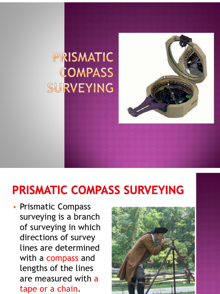 Prismatic Compass Surveying Guide | PDF | Compass | Surveying