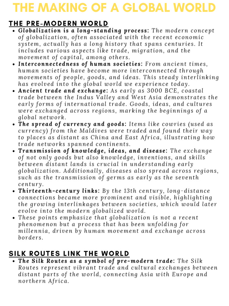 The Making of A Global World Notes | PDF | Silk Road | Trade