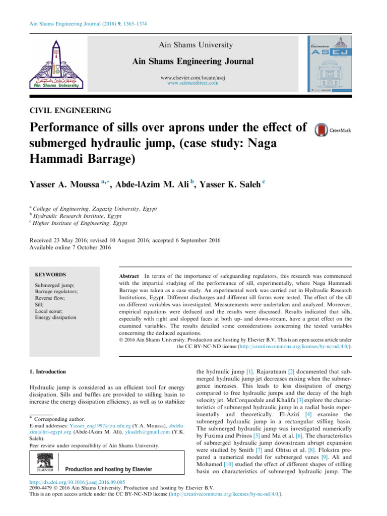 Performance of Sills Over Aprons - Egypt | PDF | Spillway | Flow ...
