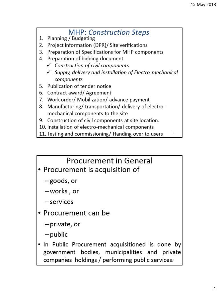 MHP Construction, Tendering Process | PDF