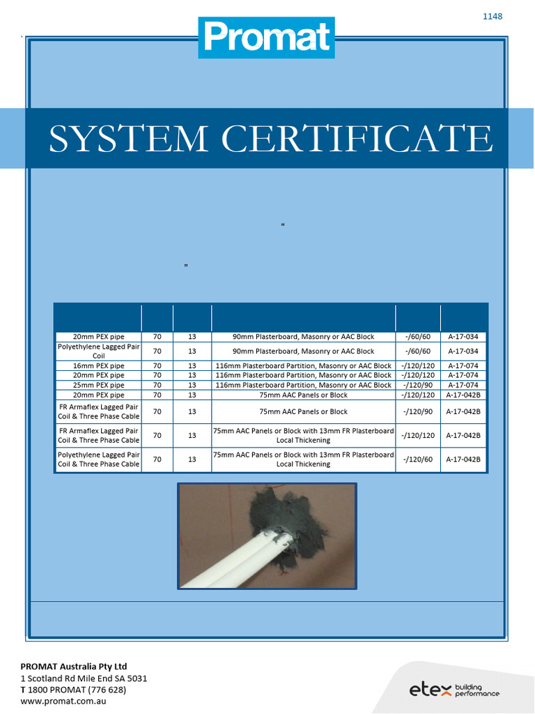 Promat Intumescent Sealant Certification | PDF | Pipe (Fluid Conveyance ...