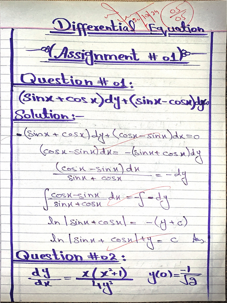 D.E Assignment#01 | PDF