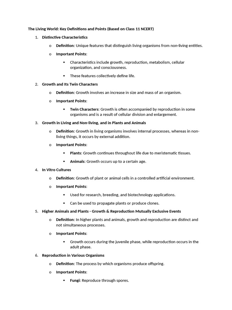 Key Concepts of Living Organisms | PDF | Taxonomy (Biology) | Phylogenetics