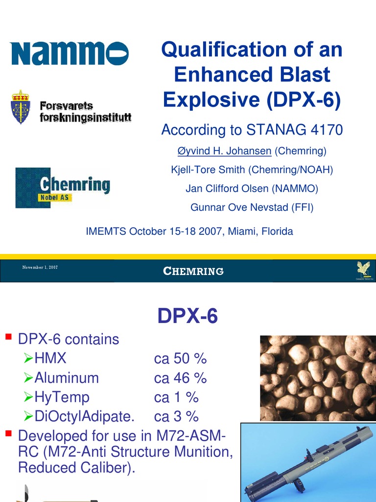 Øyvind H. Johansen Et Al - Qualification of An Enhanced Blast Explosive ...