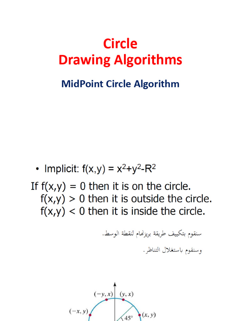 MidPoint Circle Drawing Algorithm Guide | PDF