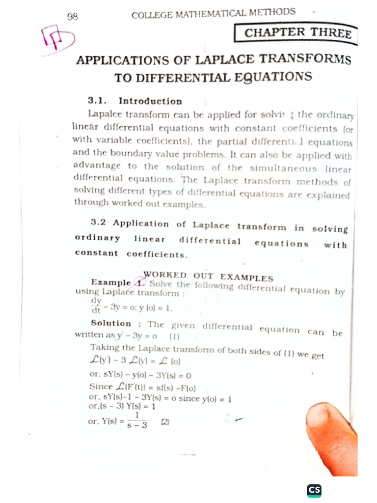 3.chapter 03 - Application of Laplace - Only Mark Questions | PDF