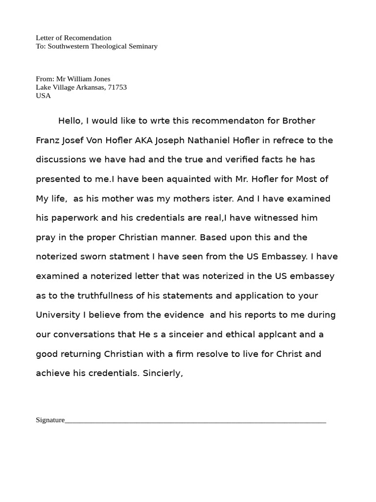 Recommendtons Letter WILLI | PDF