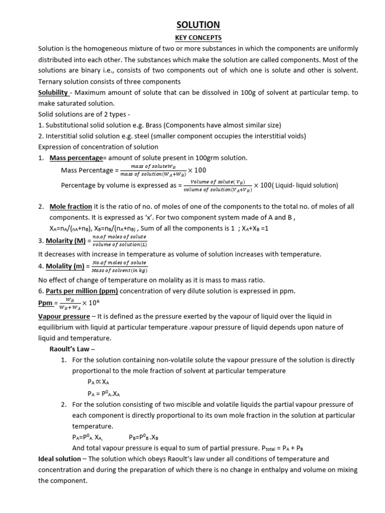 solution NCERT HACK | PDF | Concentration | Solubility